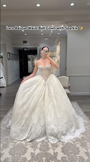 Nicole + Felicia Basque Waist Lace Ball Gown with Sparkle!✨