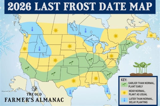 Updated Old Farmer’s Almanac Map Shows Last Frost for Each State