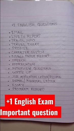 plus one english exam important questions