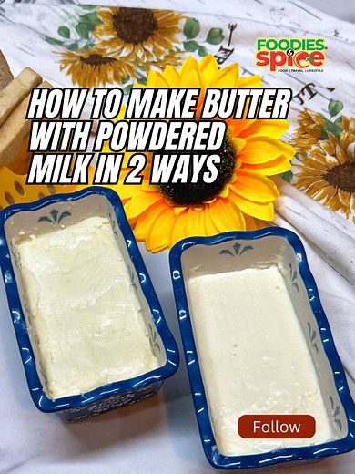 How to make Butter with Powdered Milk In this video, I show you 2 ways and the science 🧬 behind it. It is very easy to make and when you season it, it is even more exotic and enjoyable. Your family will love it and my sons have finished the first batch Ask your questions and I will address them in the next video | Foodies & Spice