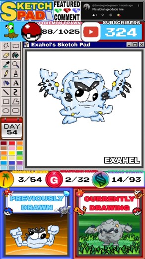 Drawing Alolan Graveler ☀️ | Drawing All Pokemon Day 54 #howtodraw #pokemon #speedpaint #pokemonart