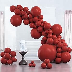 PartyWoo Burgundy Balloons 130pcs Different Sizes of 18 12 10 5 Inch Dark Red Maroon Ruby Red Balloon Arch Kit Garland for Graduation Valentine's Day Wedding Anniversary Party Decorations Red-Y75