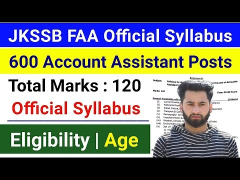 JKSSB Account Assistant Official Syllabus - JKSSB FAA 600 New Posts | Jkssb FAA Syllabus 2025 🔥