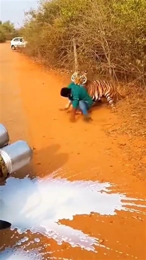 milkman caught in india by #tiger #ai #wildlife #sora