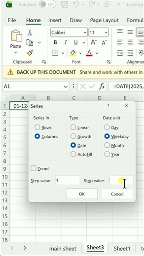 Autofill Week dates in Excel
