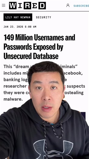 Jim Wang | 💵 Money & Investing on Instagram: "Comment THEFT for a free do-it-yourself identity theft protection guide to mitigate the damage from these breaches. A security researcher found 149 million usernames and passwords on an unsecured database, likely provided by info stealers and keyloggers. There were 48 million Gmail accounts, 4 million Yahoo accounts, 1.5 million Microsoft Outlook accounts, 900k Apple iCloud credentials, 1.4 million .edu addresses, 780k TikTok logins, 100k OF logins,