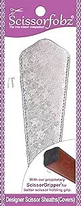 SCISSORFOBZ Designer Scissors Sheaths Shears Protective Covers - For Large Scissors - Metallic Silver Star Burst Design-#SSN-SL-266
