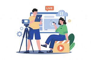 Premium Vector | Live streaming video feeds illustration concept on white background