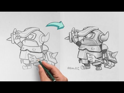How to draw Mini Pekka step by step | Easy and from scratch