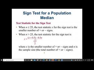 The Sign Test (Nonparametric Tests) to test a population median. Paired-sample sign test, Statistics