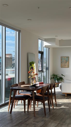 vince lam | mini apartment tour ft. @castleryus 🏠🛋️ sofas: mori chaise, mori armchair tables: mori c-side table, mori coffee table dining: vincent... | Instagram