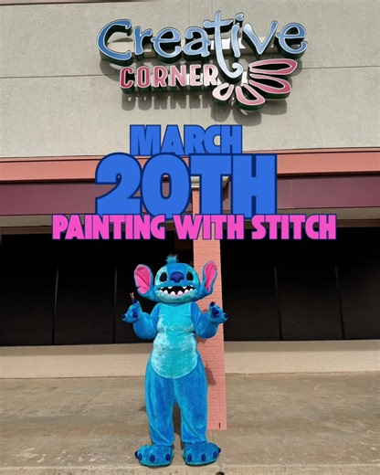 💙🌺 Everyone’s Favorite Blue Alien is Visiting Creative Corner! 🌺💙 Ohana means family… and family means you don’t miss Painting with Stitch! We’re hosting Painting with Stitch in partnership with Bananas for Entertainment during Spring Break week, and it’s going to be a tropical blast! 🌴✨ 📅 March 20 ⏰ 3:00 PM – 5:00 PM 📸 Stitch will be painting & taking photos from 3:30 PM – 4:30 PM 📍 Creative Corner | Yukon, OK @BananasforEntertainment https://creativecornerok.com/event/painting-with-sti