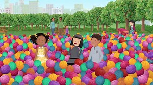 3.4K views · 48 reactions | “Knit one, purl two, now our knitting lesson is through!” Or so Pinkalicious & Peterrific thought. Find out how an extra yarn delivery knits together their entire community! | PBS KIDS | Facebook