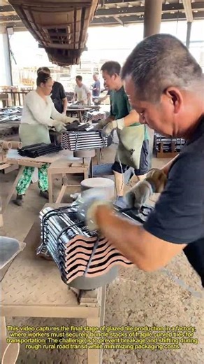 Traditional Roof Tile Packing 🏮 Rope Tying Method Saves Time & Money