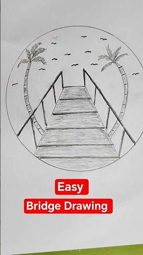 |🪄Easy Bridge Drawing | Simple & Beautiful Sketch for Beginners |#shorts #drawing