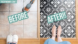 67K views · 713 reactions | Learn how to paint tile floors with a stencil with my step by step DIY tutorial. Get the look of farmhouse cement tile on a budget! Get the full tutorial and all links mentioned here: https://thediymommy.com/how-to-paint-tile-floors-with-a-stencil/ | Cozy DIY Home | Facebook