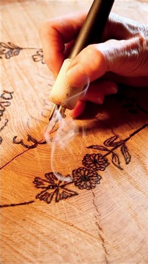 Pyrographing a Stump as Wedding Gift, handmade wood art, lettering, Hochzeitstag, Brandmalerei