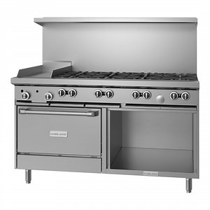 Garland G60-8G12RS Natural Gas 8 Burner 60" Range with 12" Griddle, Standard Oven, and Storage Base - 320,000 BTU