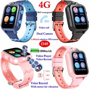 [Hot Item] IP67 waterproof 4G Kids Tracker watch GPS with SOS call Real Time Google Map Monitoring D49
