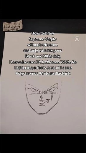 How to Draw Supreme Vegito without reference and only with ink pens Black and White ink #shorts