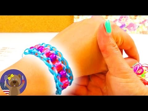 How to make a dragon scale loom band bracelet with beads? Tutorial DIY