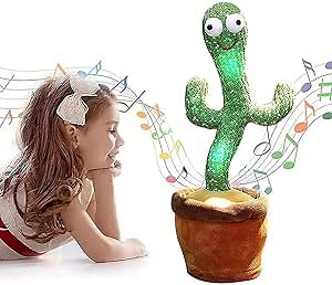 Dancing Cactus Toys - Mimicking Singing Cactus LED Plush 15 Sec Voice Recorder Toy - 6 to 12 Months - 120 English Songs
