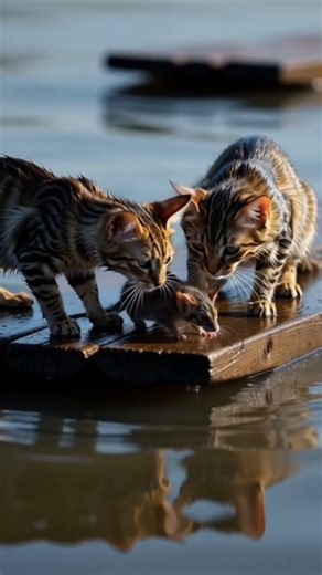 “Cats and a Little Mouse Drifting Down the River”#RiverDrift #CatsAndMouse #StrandedTogether