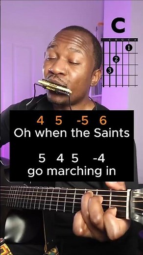 When The Saints Go Marching In | Beginner Tutorial | Harmonica and Guitar