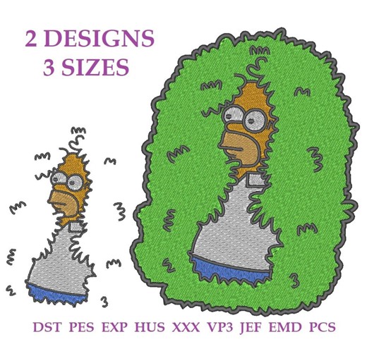 Embroidery Files "homer Simpson". 2 Designs. 3 Sizes. the Simpsons. Embroidery Patterns. Digital Embroidery Designs. - Etsy