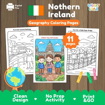 Northern Ireland Coloring Pages | UK Landmarks & Travel Geography Worksheets