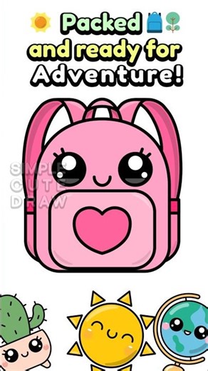 Draw a Backpack Fast! 🎒Packed and Ready for Adventure! 🗺️(Easy Speed Art) #Shorts