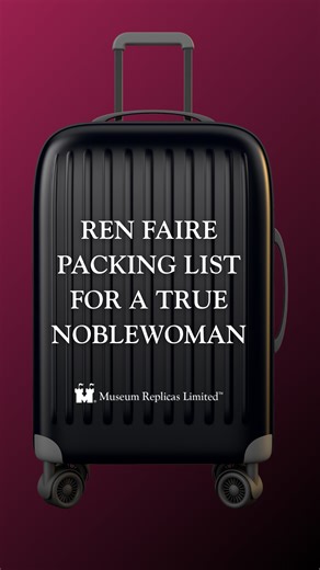 Packing for the Ren Faire like a true noblewoman. 👑 From flowing dresses to gilded crowns, we’ve got everything you need to look (and rule) the part. What’s going in your suitcase first? Shop all collections at museumreplicas.com [Renaissance Faire Fashion, Ren Faire Outfits, Museum Replicas, Windlass Steelcrafts, Historical Clothing, Renaissance Dresses, Crown Accessories, Medieval Belts, Period Purses, Costume Essentials, Faire Ready Looks, Fantasy Fashion, Women’s Ren Faire Wear, Historical 