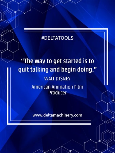 Our #delta #hardwork #quoteoftheday comes from a man who I'm sure many of us can claim helped create many of our fondest childhood memories, Walt Disney. At DELTA, we believe progress begins the moment you get to work. Less talk, more action—that’s how ideas become results and plans turn into finished projects. #TheDeltaCrew #deltatools #deltamachinery #woodworking