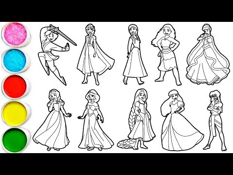 How to draw Princesses Disney - Mulan, Elsa, Anna, Moana, Cinderella, Snow White, Jasmine & others