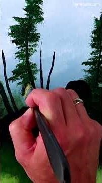 How to paint Green Island on the Lake #acrylicpainting #paintingtechniques #art #easyarttutorial