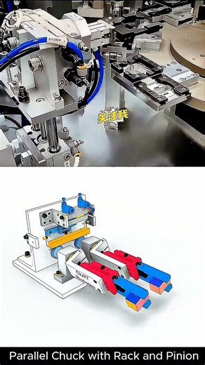 Rack and pinion parallel gripper 90-degree rotation mechanism on