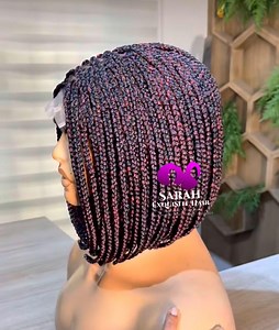 Box Braids Bob Wig: Middle Part, Shoulder Length, Handmade - Etsy France