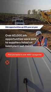 Does your business have capacity to take on more work? iseekplant has a 22% increase in job leads that you can quote on today. Sign up for FREE. | iseekplant.com.au