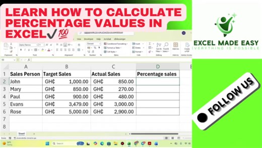Learn how to use percentages in real life scenarios like sales, marks or data analysis. Follow ExcelMadeEasy for more insights ✔️💯