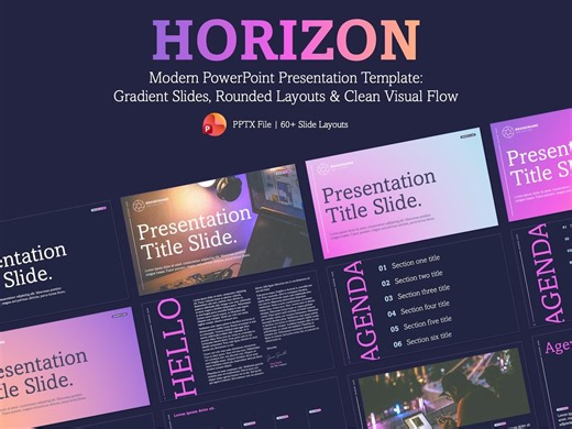 Horizon – Modern Powerpoint Presentation Template With Gradients, Rounded Layouts & Visual Flow - Etsy Australia
