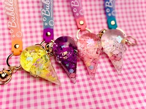 Ice Cream Liquid Keychain, Floating Oil Accessories/ Bag Charm, Pendant, Shaker/stress Reducer - Etsy