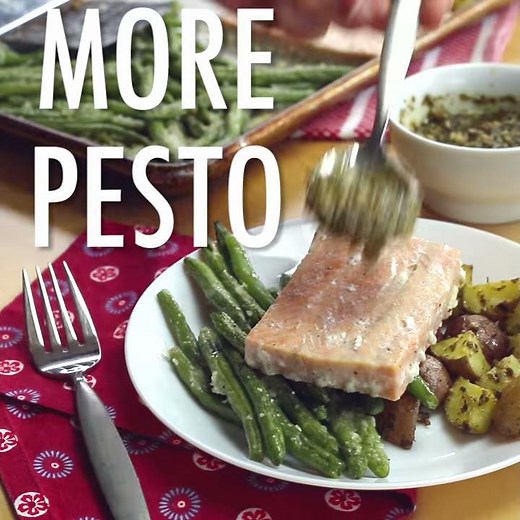 Cupcakes & Kale Chips Pesto Salmon Sheet Pan Dinner