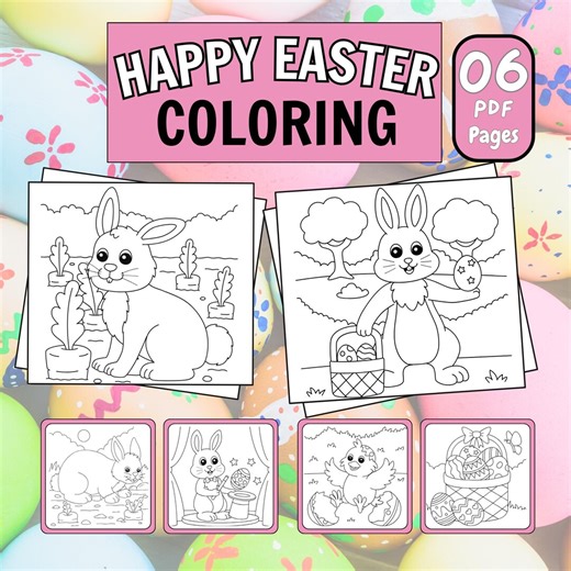 Happy Easter Coloring Book - Etsy