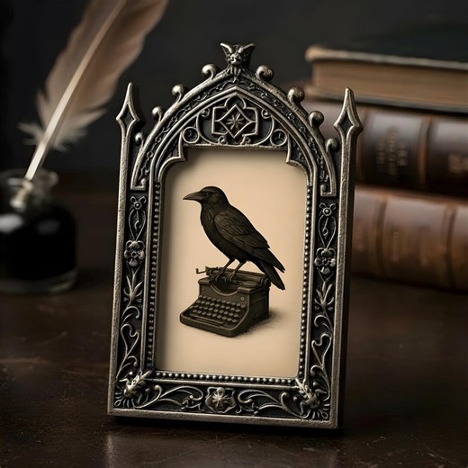 Baroque Raven on Typewriter Mini Wall Art Print, Gothic Raven Portrait, Dark Academia Decor, Vintage Crow Paint Victorian Digital Download - Etsy