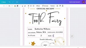 Editable Tooth Fairy Receipt Printable Certificate | First Tooth Lost | Realistic Tooth Fairy Letter | Kids Tooth Fairy Letter | Lost Tooth - Etsy