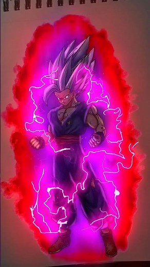 Gohan beast form Drawing || how to draw Gohan step-by-step || #glowart || #animedrawing