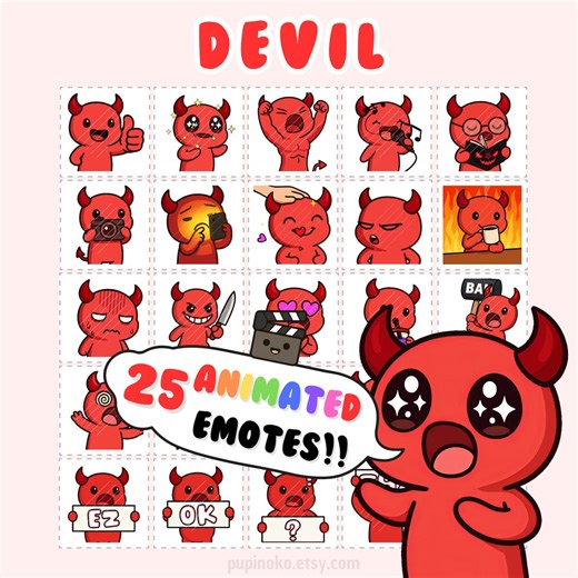 Animated Twitch Emotes: Demon Emote Pack, Evil Emotes, Mega Emote Bundle, Hearts Reaction, Meme Emoji (GIF) - Etsy