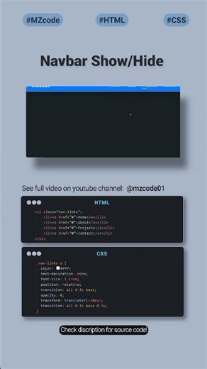 📌 Show/Hide Navbar with Pure CSS | No JavaScript Needed! 🚀