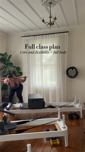 Full class plan which I had a big focus on hamstring flexibility, core work and of course work the full body within the same class. Working on 1 light 1 heavy spring from the warm up to the heavy skaters *the spring is super light to start but is a good spring choice if adding in the curls ups. We are then able to flow all the way through to feet on the dowel. Heavy skaters still had 1 light 1 heavy spring, but I gave the option to go heavier or lighter if needed. Prone long box was 1 medium spr