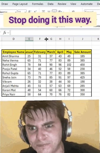 Stop 🛑 Doing it this way in Excel #exceltutorial #officeskills #excel #shorts #reels #excelhindi